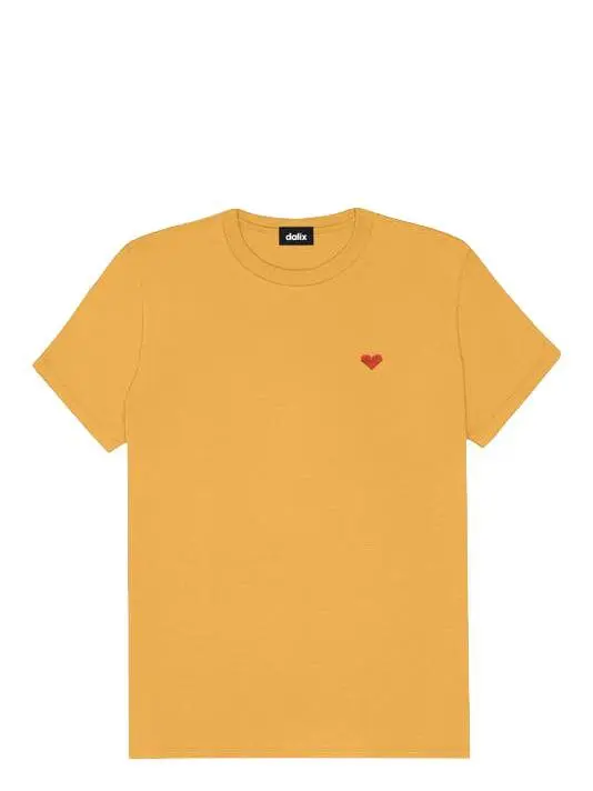 DALIX Pixel Heart Jersey Relaxed Tee - Mustard