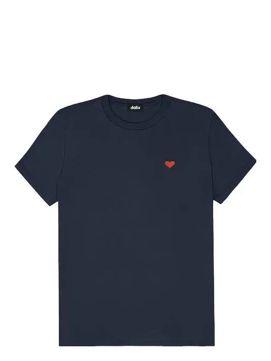 DALIX Pixel Heart Jersey Relaxed Tee - Navy Blue