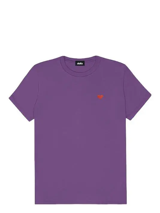 DALIX Pixel Heart Jersey Relaxed Tee - Purple