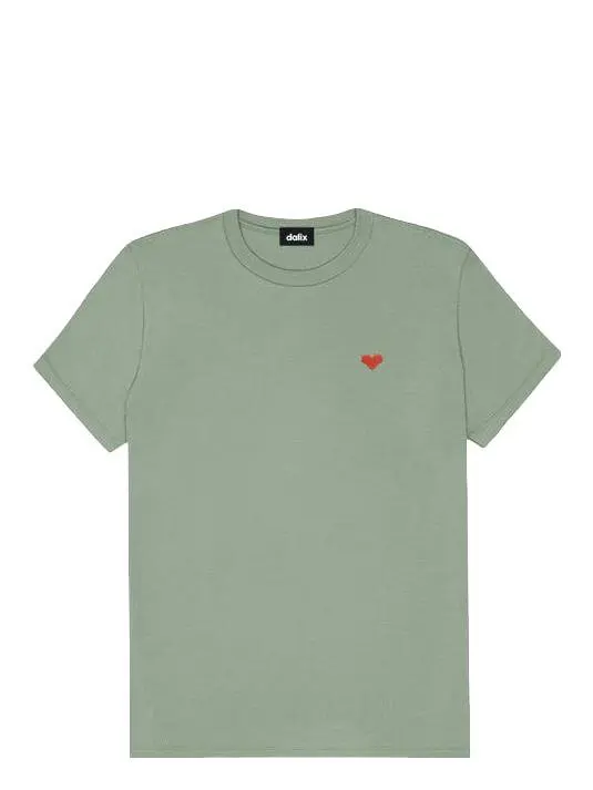 DALIX Pixel Heart Jersey Relaxed Tee - Sage