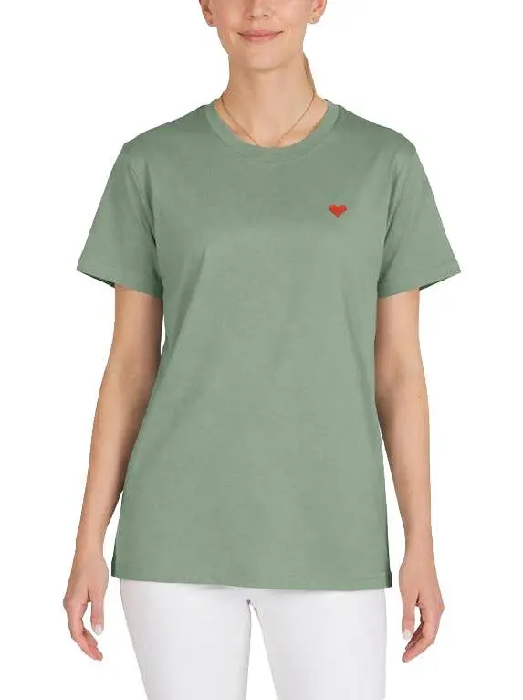 DALIX Pixel Heart Jersey Relaxed Tee - Sage