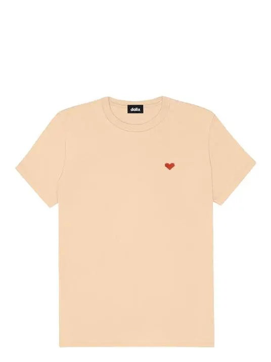 DALIX Pixel Heart Jersey Relaxed Tee - Sand