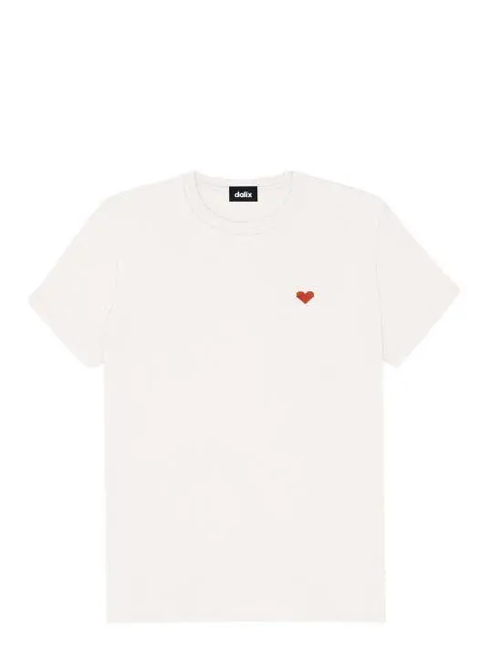 DALIX Pixel Heart Jersey Relaxed Tee - Vintage White