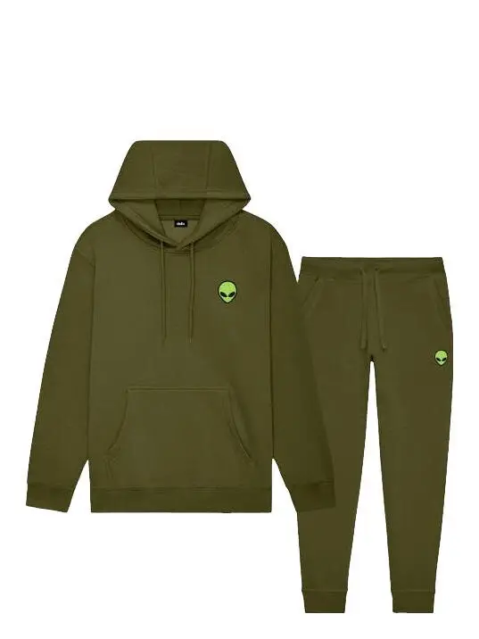 DALIX Alien Design Sweatsuit Set - Olive