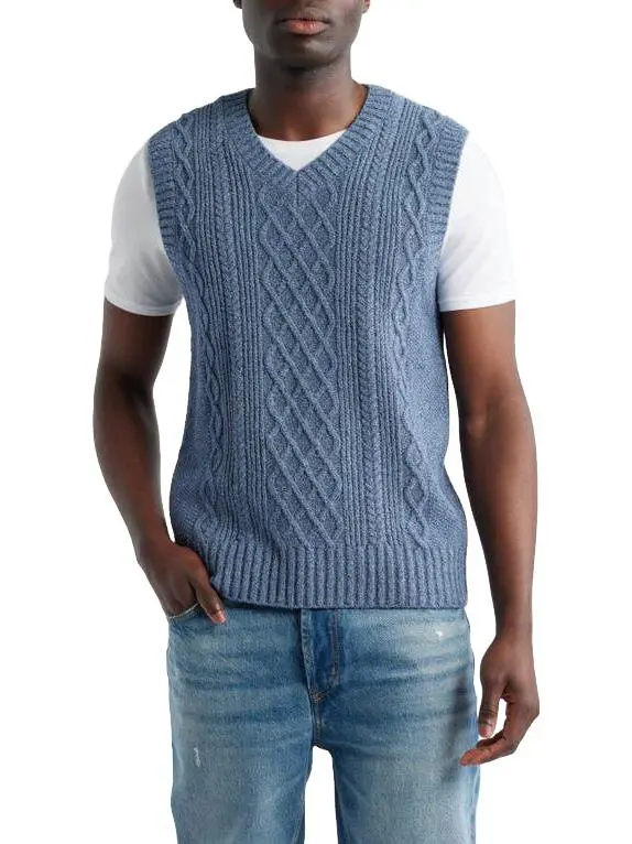 Rails Lee Cable Stitch Sweater Vest - Azure Marl