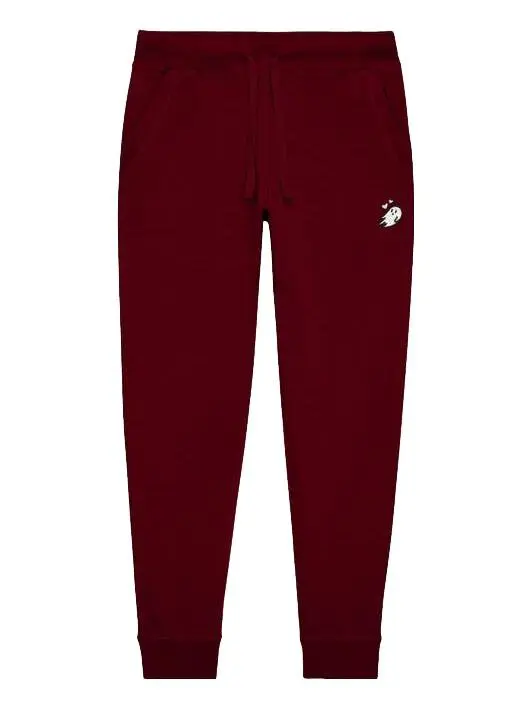 DALIX Heartly Ghost Fleece Jogger Pant - Burgundy