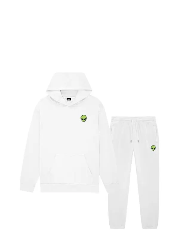 DALIX Relaxed Fit Fleece Sweatsuit - White