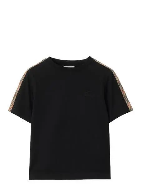 Burberry Check Trim Cotton T-shirt - Black