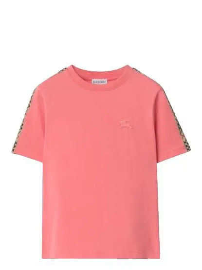 Burberry Check Trim Cotton T-shirt - Pale Hibiscus