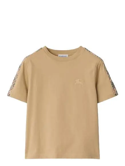 Burberry Check Trim Cotton T-shirt - Sand Beige