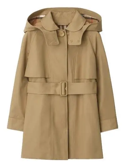 Burberry Cotton Hooded Trench Coat - Sand