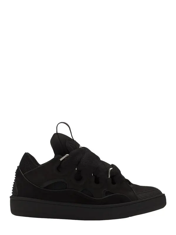 LANVIN Curb Leather Sneakers - Black-black
