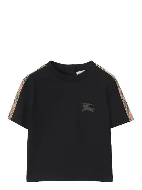 Burberry Check Trim Cotton T-shirt - Black