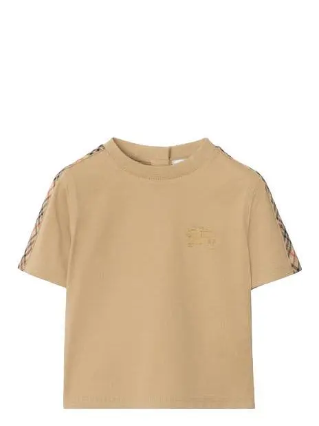 Burberry Check Trim Cotton T-shirt - Sand Beige