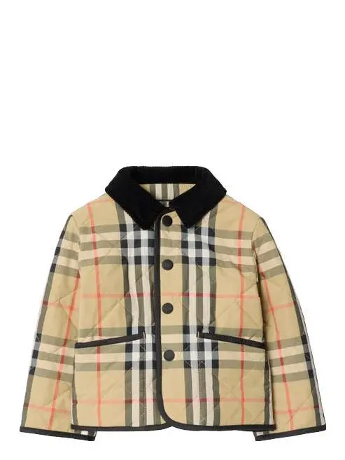 Burberry Check Quilted Barn Jacket - Sand