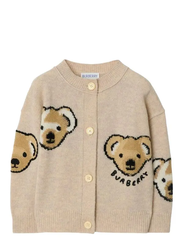Burberry Thomas Bear Wool Cardigan - Barley