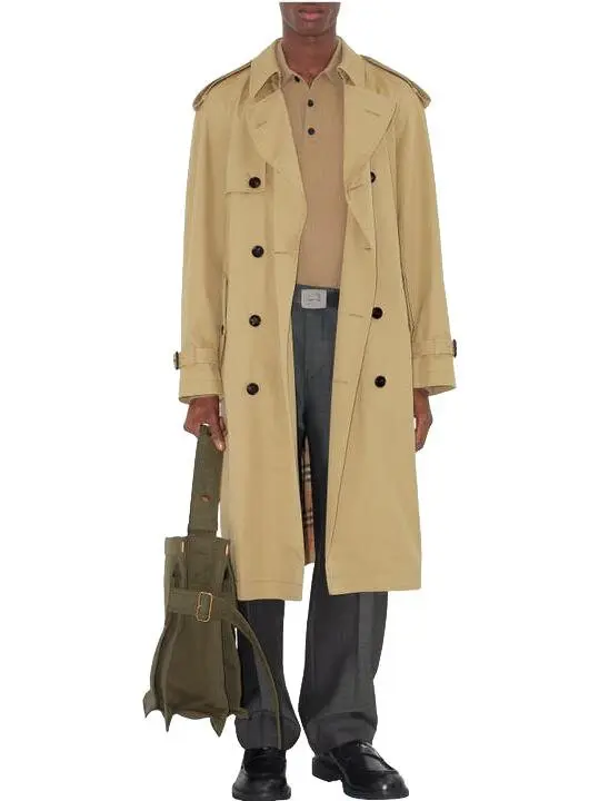Burberry Mid-length Gabardine Trench Coat - Hamper Beige