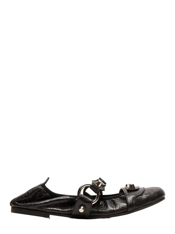 Balenciaga Leopold Leather Ballerina Flats - Black
