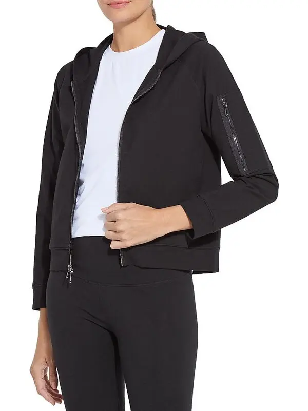 Lyssé Cotton Zip Up Hoodie Sweatshirt - Black