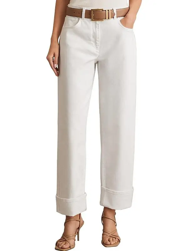 REISS Petites Belinda High Rise Straight Jeans - White