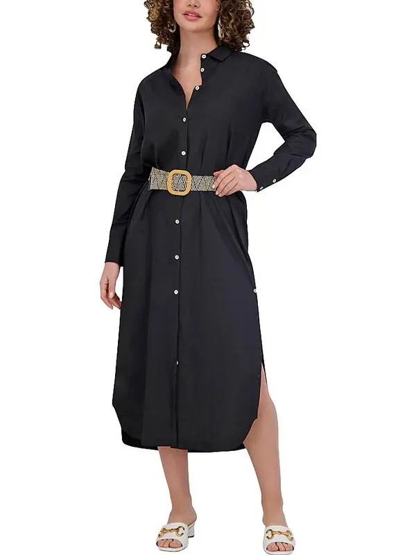 POINT Linen Blend Shirt Dress - Black