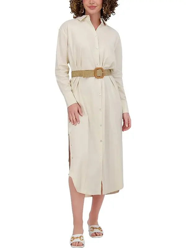 POINT Linen Blend Shirt Dress - Ecru