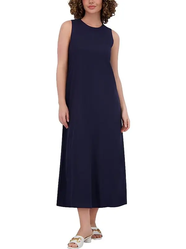 POINT Linen Blend Crewneck Maxi Dress - Navy