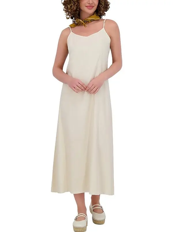 POINT Linen Blend A-line Slip Dress - Ecru