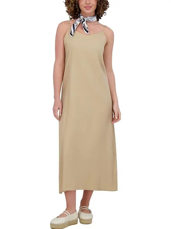 POINT Linen Blend A-line Slip Dress - Sand