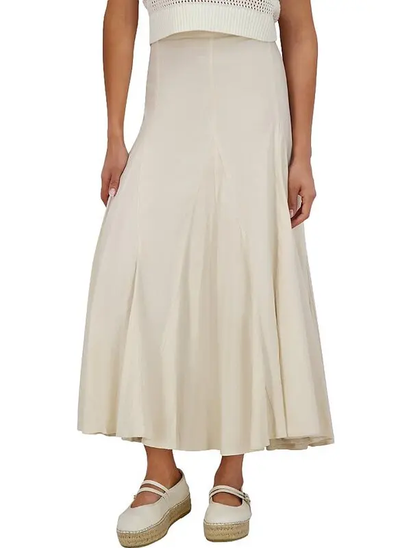 POINT Linen Gore Midi Skirt - Ecru