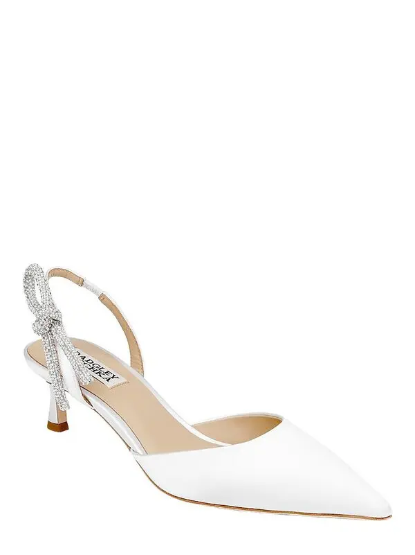Badgley Mischka Gentry Pointed Pumps - White Satin