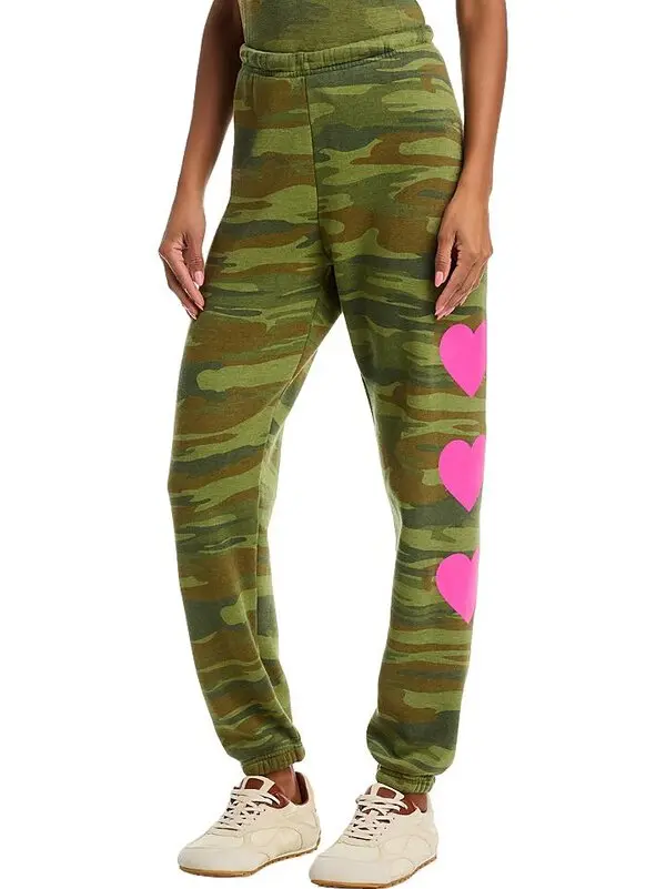 Aviator Nation Heart Stitch Sweatpants - Camo/pink