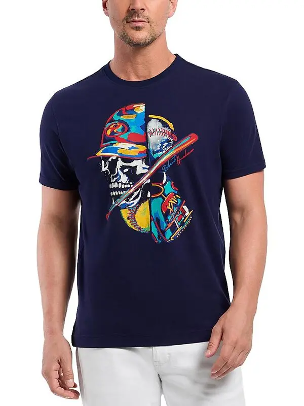 Robert Graham Skull Slugger Short Sleeve Graphic Tee - Navy