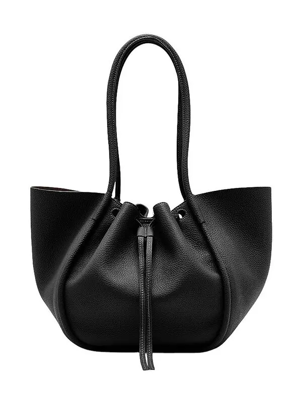 Proenza Schouler Large Ruched Tote In Soft Pebbled Leather - Black