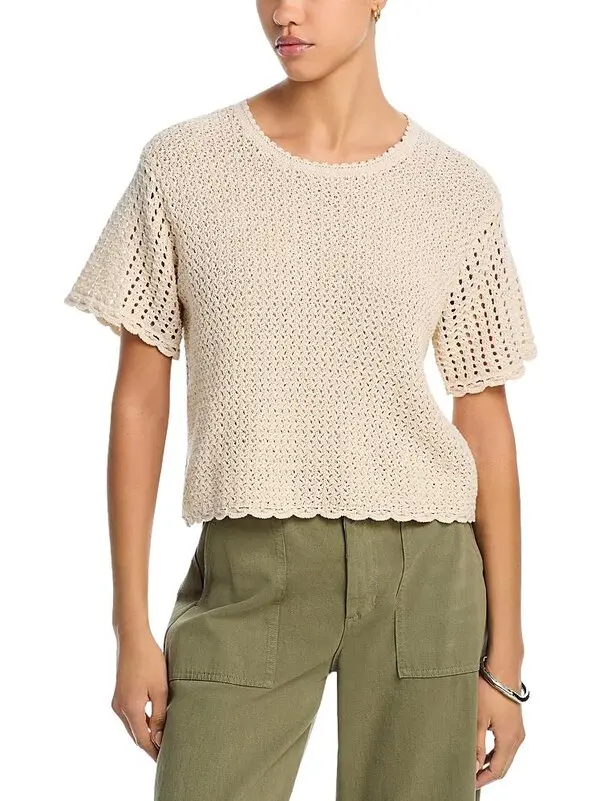 Rag & Bone Khloe Short Sleeve Open Knit Sweater - Ivory