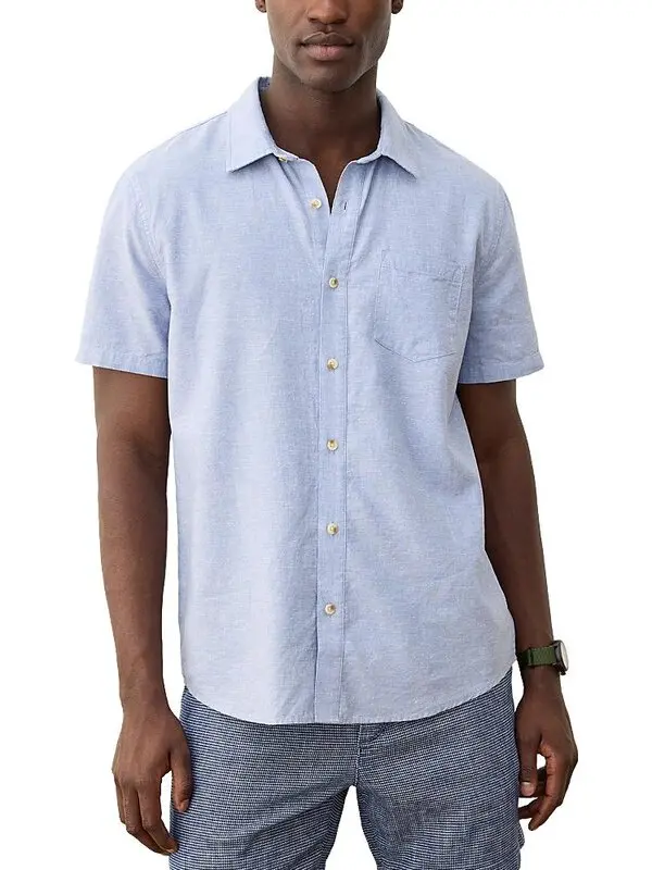 Marine Layer California Naturals Regular Fit Classic Short Sleeve Shirt - Chambray