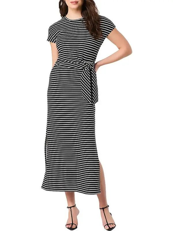 Spanx Air Essentials Tie Waist Maxi Dress - Very Black Stripe