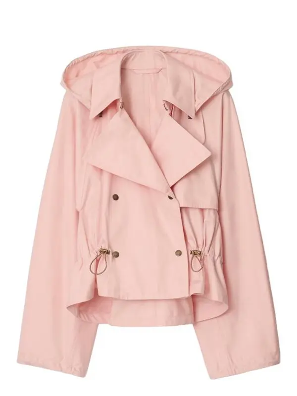 Burberry Tropical Gabardine Hooded Trench Jacket - Flora Pink