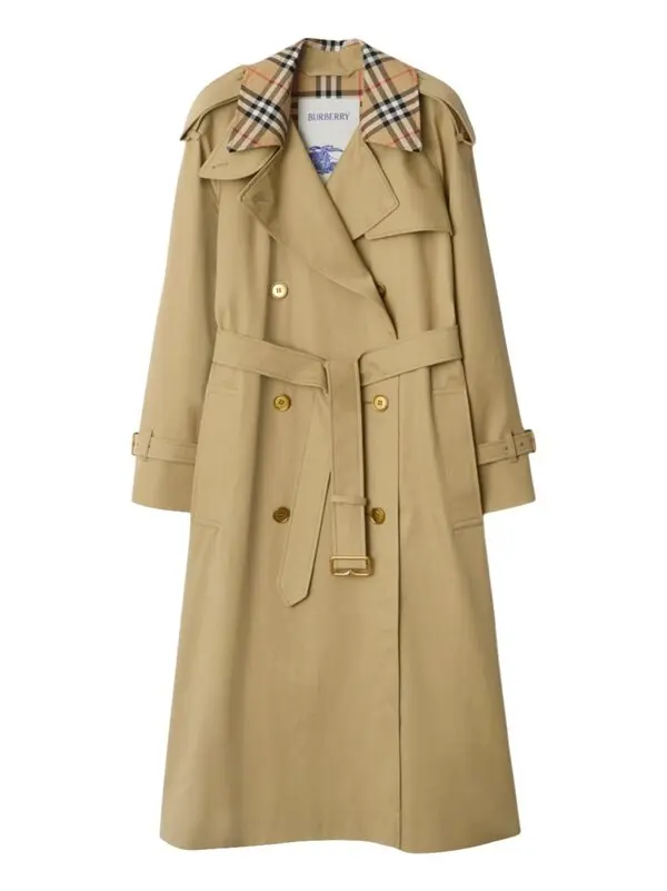 Burberry Castleford Long Check Collar Trench Coat - Hamper