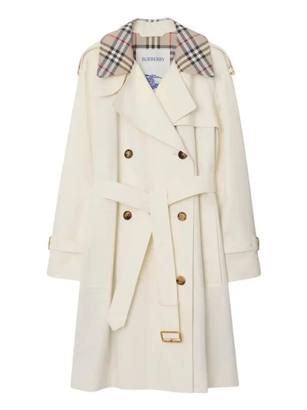 Burberry Mid-length Check Collar Castleford Trench Coat - Cotton