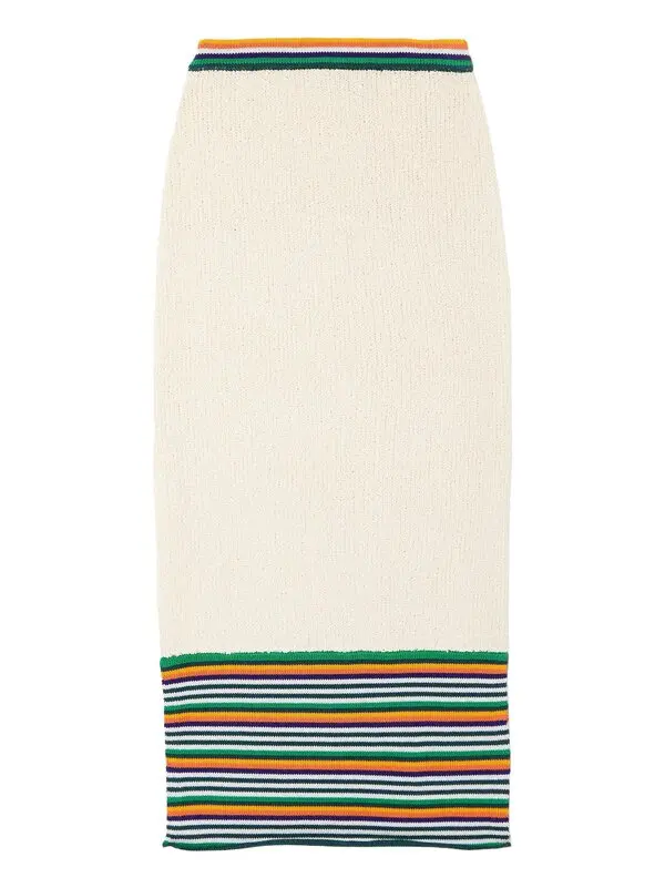 Christopher John Rogers Striped Cotton-blend Bouclé Midi Skirt - Neutrals
