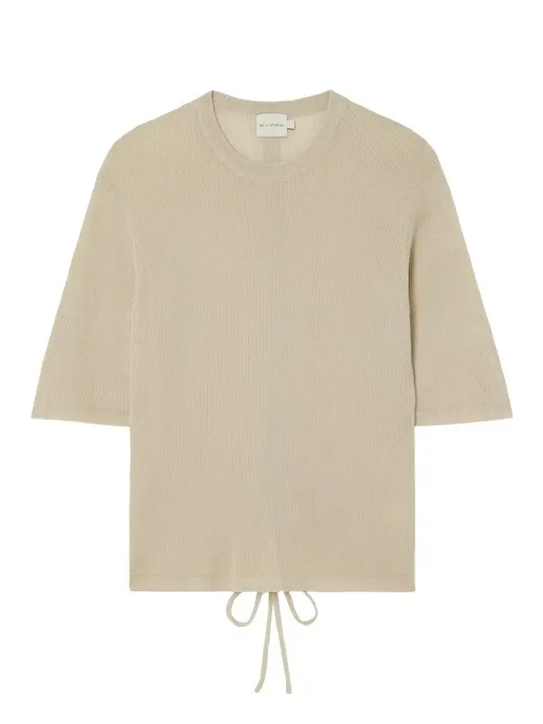 DEIJI STUDIOS Paneled Ribbed Tencel™ Lyocell-blend T-shirt - Gray