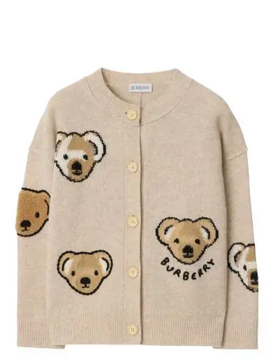 Burberry Thomas Bear Wool Cardigan - Barley