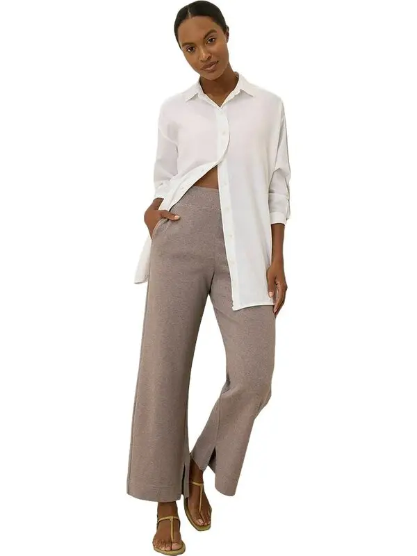 PACT Organic Cotton Wide Leg Pant - Deep Taupe Heather