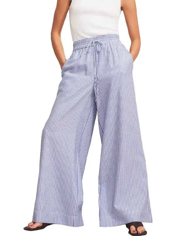 RO&ZO Striped Wide Leg Trousers - Blue