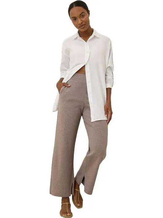 PACT Organic Cotton Airplane Wide Leg Pant - Deep Taupe Heather