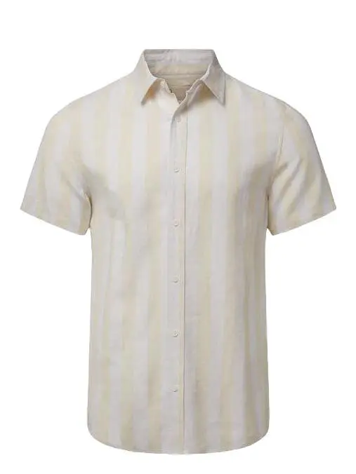 Onia Standard Short Sleeve Linen Shirt - Light Yellow
