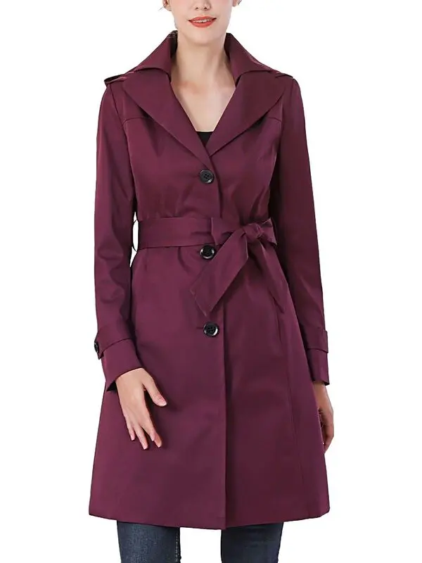KIMI + KAI Hooded Trench Coat - Grape Wine
