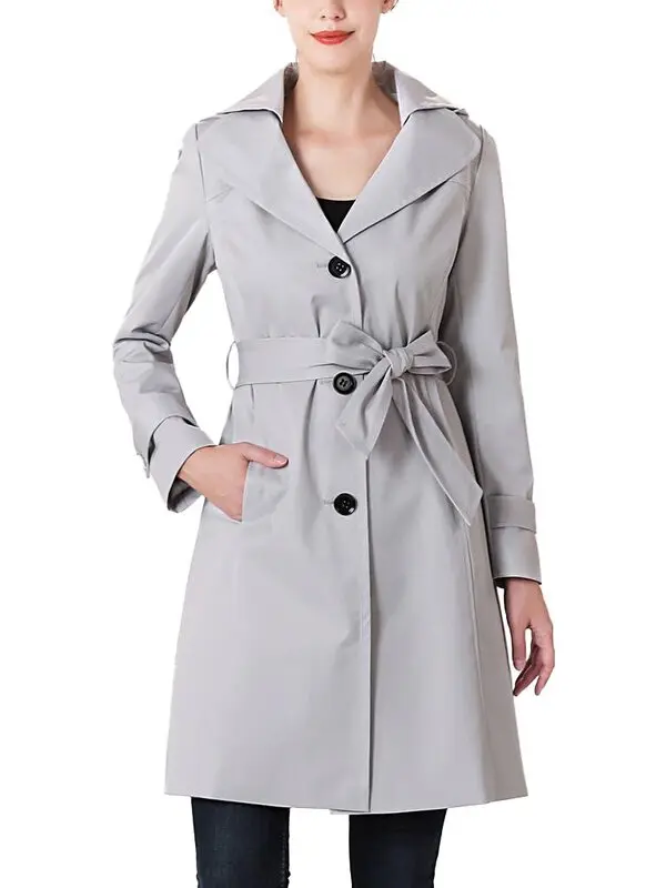 KIMI + KAI Hooded Trench Coat - Gray