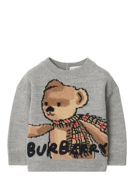 Burberry Thomas Bear Wool Sweater - Light Grey Melange